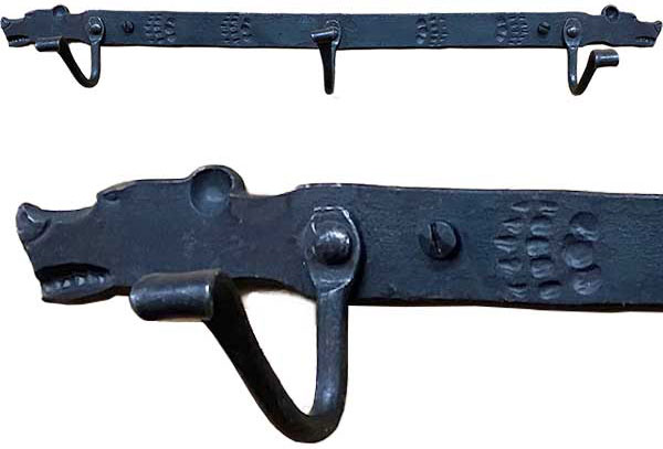 Alaska Forge Coat Hooks Bear Head & Tracks Bar